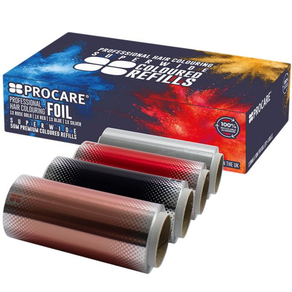 Procare Premium Super Wide Coloured Hair Foil Rolls 120mm x 50mtr Pack ...