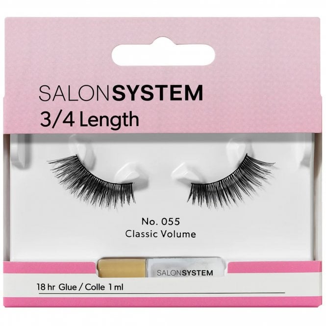 Salon System 3/4 Length Classic Volume Strip Lashes Black 055 – Justmylook
