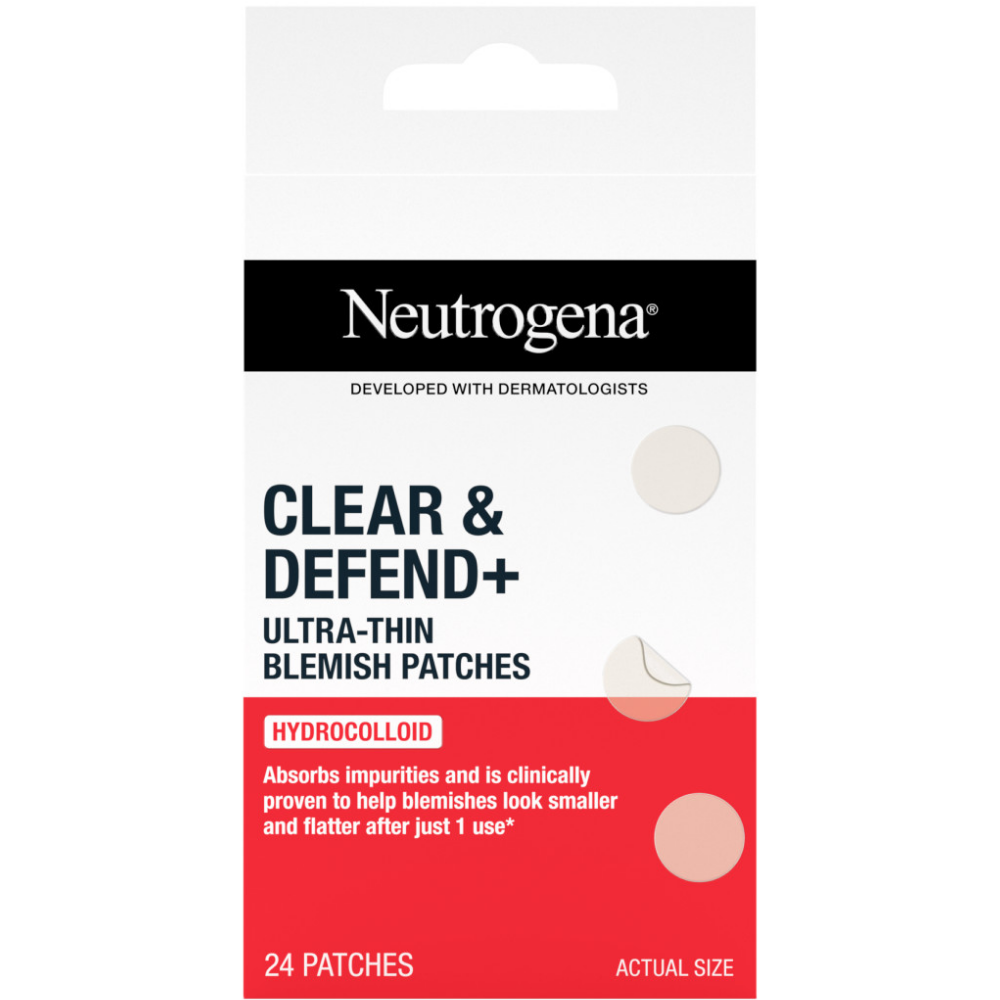 Neutrogena Clear & Defend+ Ultra-Thin Hydrocolloid Blemish Patches x24 ...