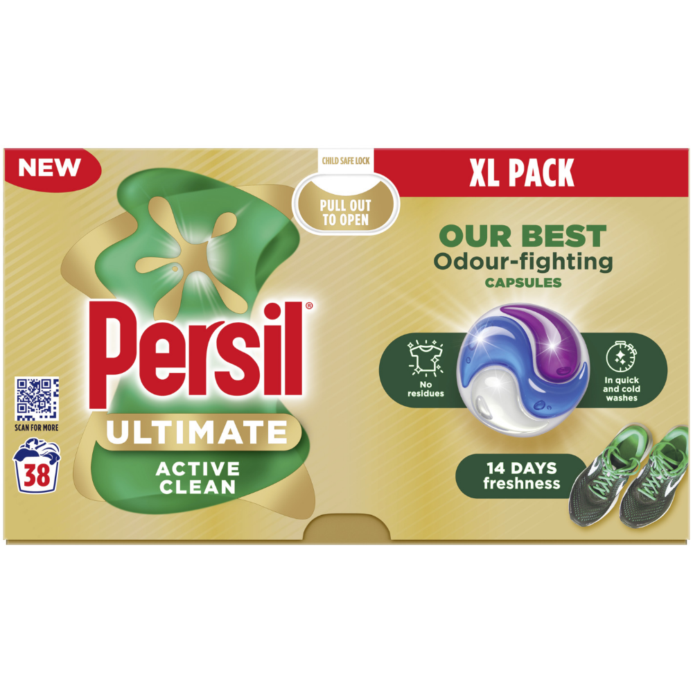 Persil Ultimate Active Clean Laundry Washing Detergent Capsules 38 Was ...