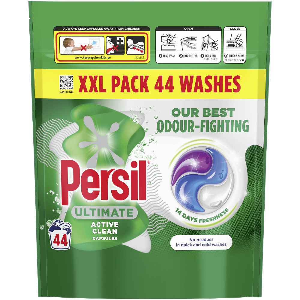 Persil Ultimate Active Clean Laundry Washing Detergent Capsules 44 Was ...
