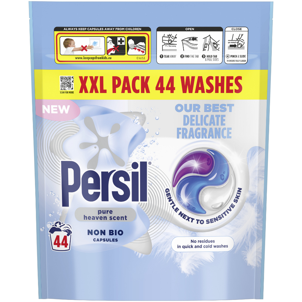 Persil Pure Heaven Scent Non-Bio Laundry Washing Detergent Capsules 44 ...