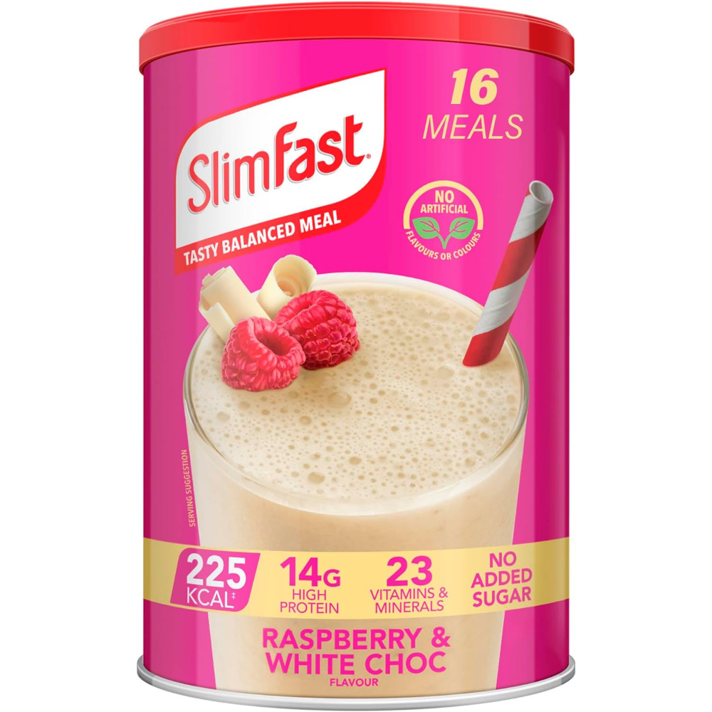 SlimFast Tasty Balanced Meal Powder Raspberry & White Chocolate Tub 16 ...