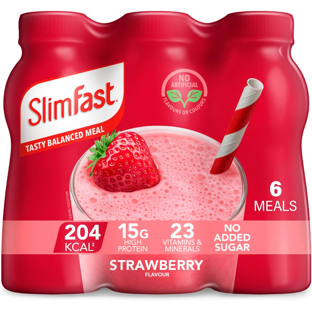 SlimFast Tasty Balanced Meal Strawberry Milkshake Multipack 6 x 325ml ...