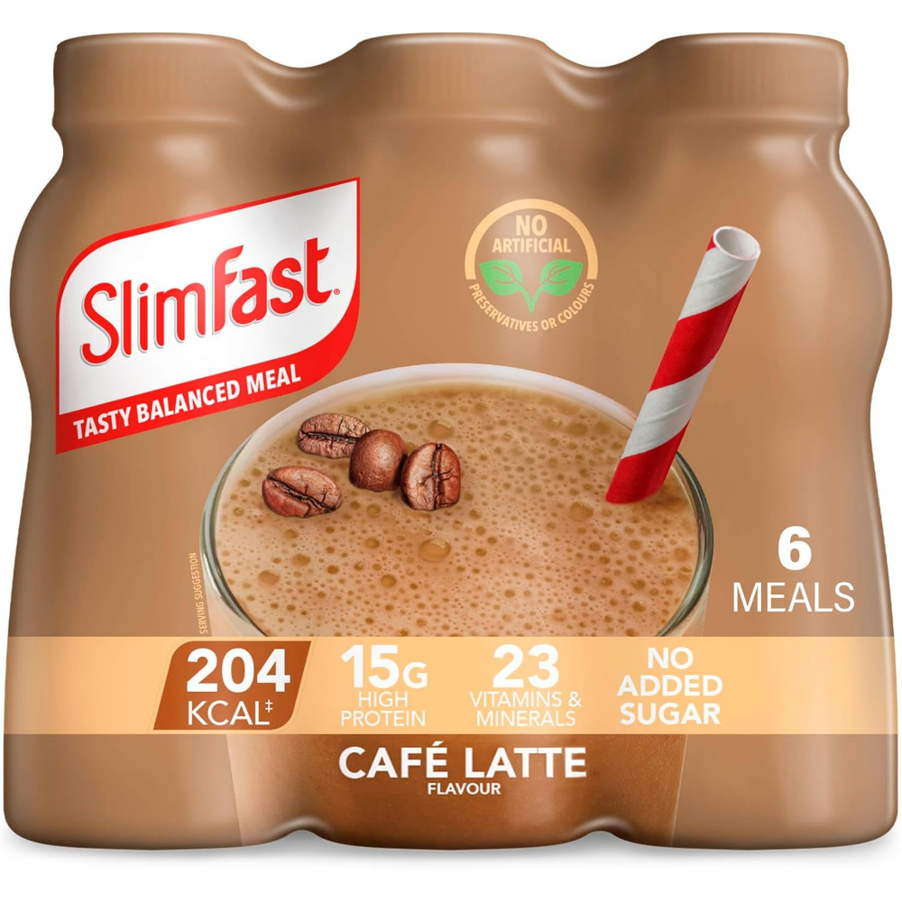 SlimFast Tasty Balanced Meal Café Latte Milkshake Multipack 6 x 325ml ...
