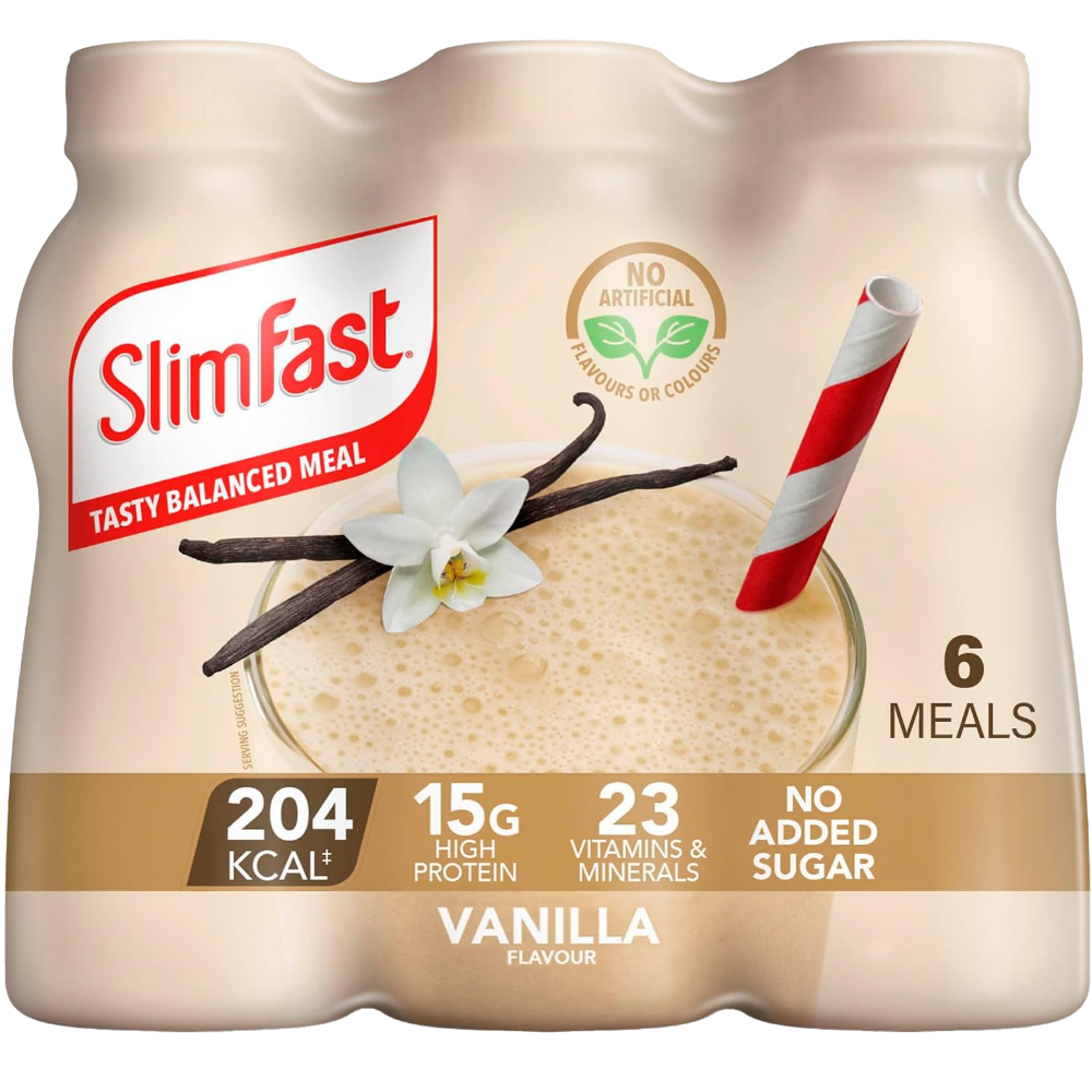 SlimFast Tasty Balanced Meal Vanilla Milkshake Multipack 6 x 325ml ...