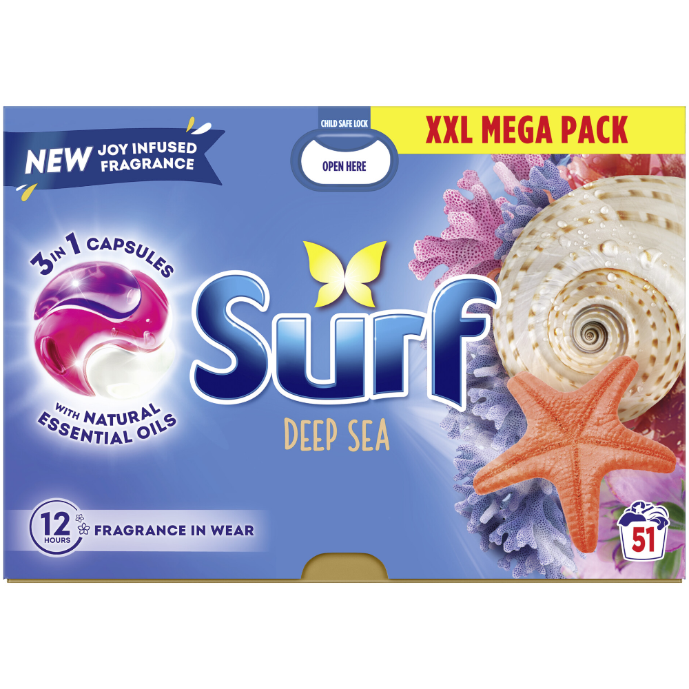 Surf Deep Sea 3-In-1 Laundry Washing Detergent Capsules 51 Washes ...