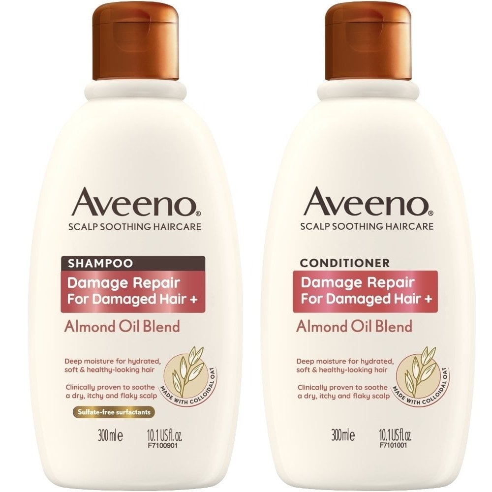 Aveeno Damage Repair+ Almond Oil Blend Shampoo & Conditioner Twin 2 x ...