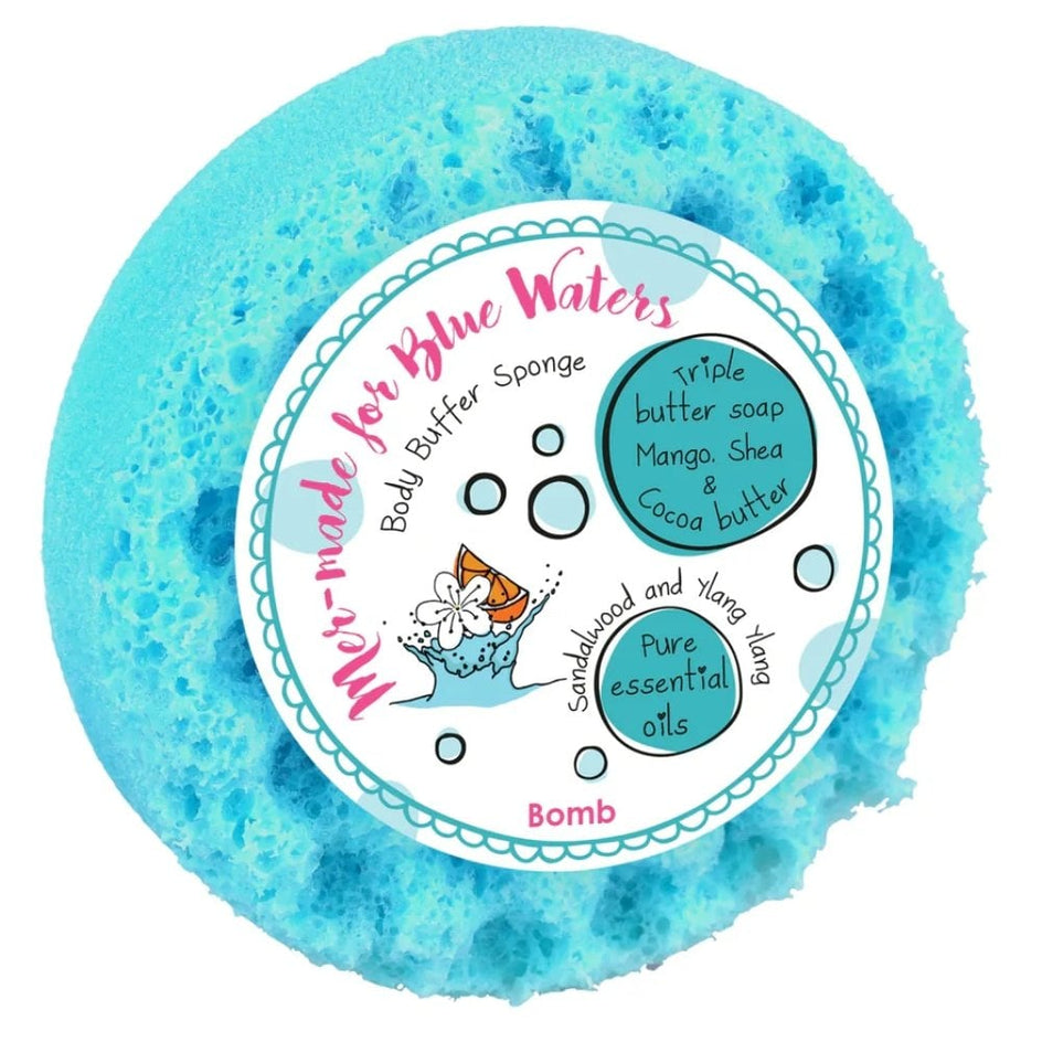 Bomb Cosmetics Mer-made For Blue Waters Body Buffer Shower Soap Sponge ...