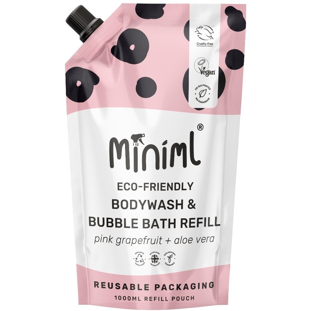 Miniml Eco-Friendly Body Wash & Bubble Bath Pink Grapefruit + Aloe Ver ...