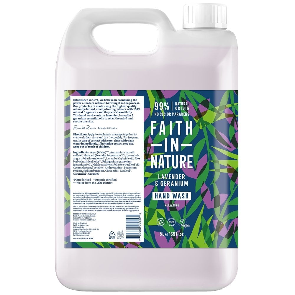 Faith In Nature Lavender & Geranium Hand Wash 5000ml – Justmylook