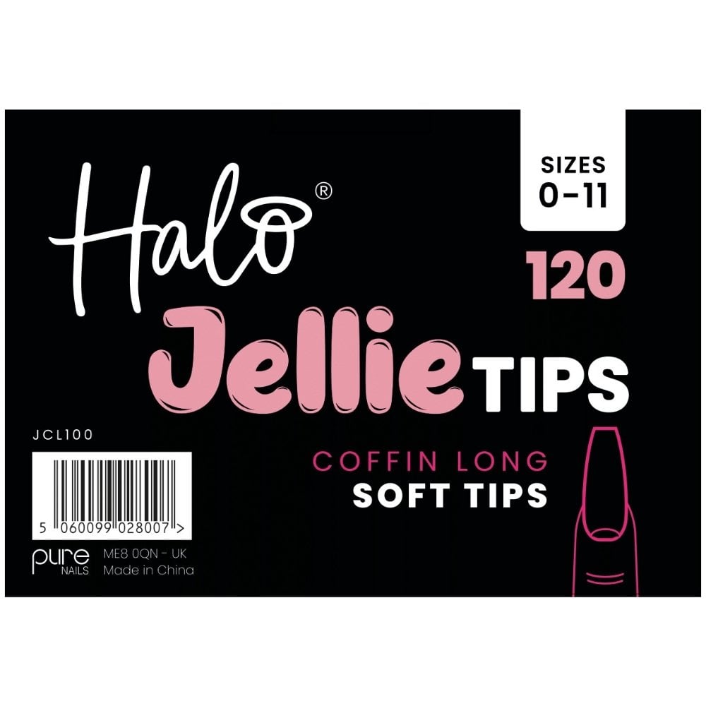 Halo Jellie Tips Soft Gel Nail Tips Coffin Long x120 Sizes 0-11 ...