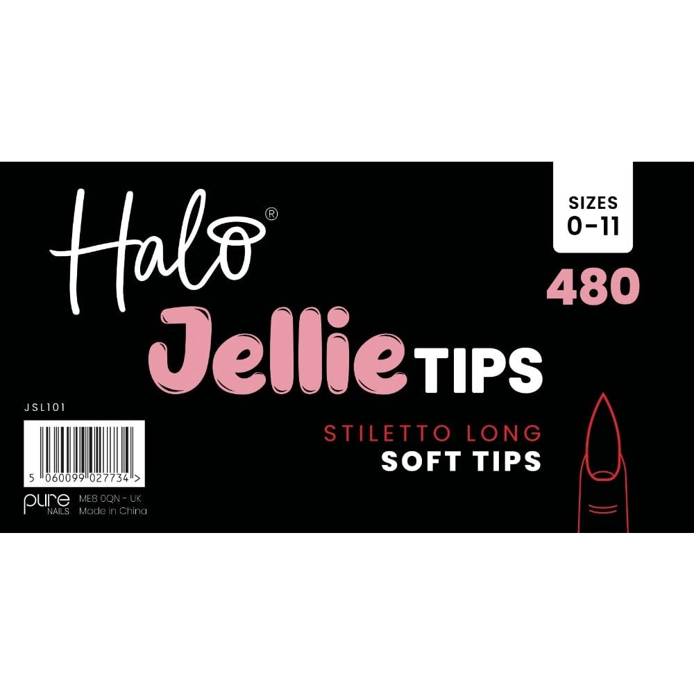 Halo Jellie Tips Soft Gel Nail Tips Stiletto Long x480 Sizes 0-11 ...