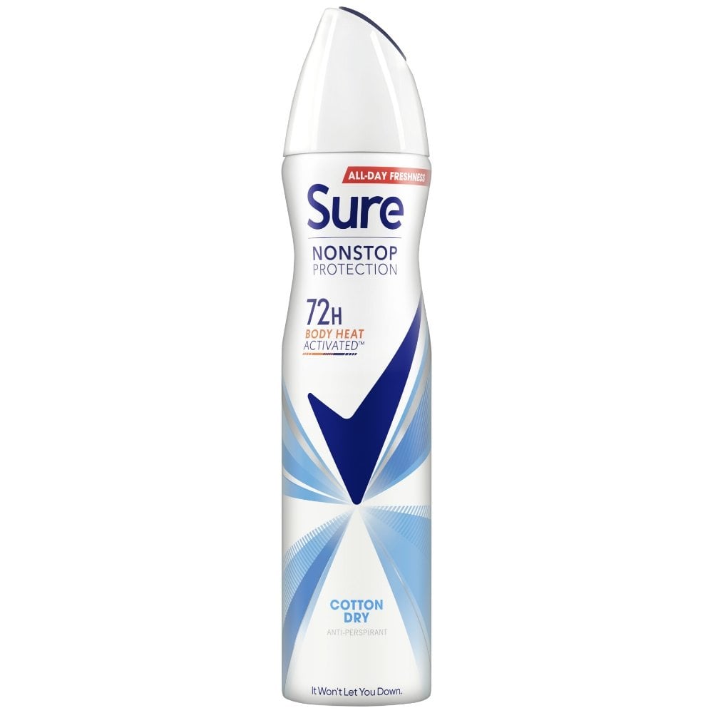 Sure Nonstop Protection 72h Cotton Dry Anti-Perspirant Deodorant Spray ...