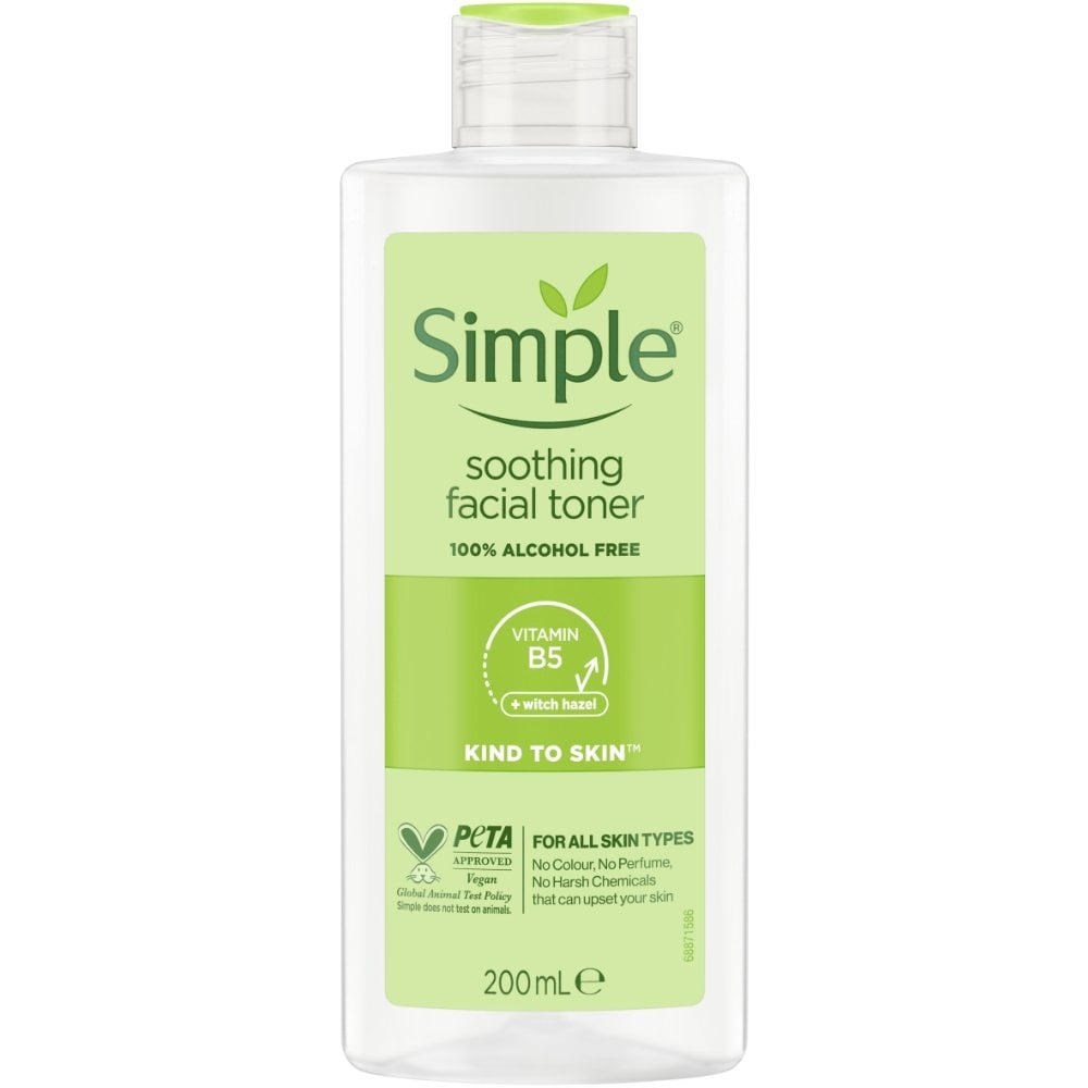 Simple Kind To Skin 100% Alcohol Free Soothing Facial Toner 200ml ...