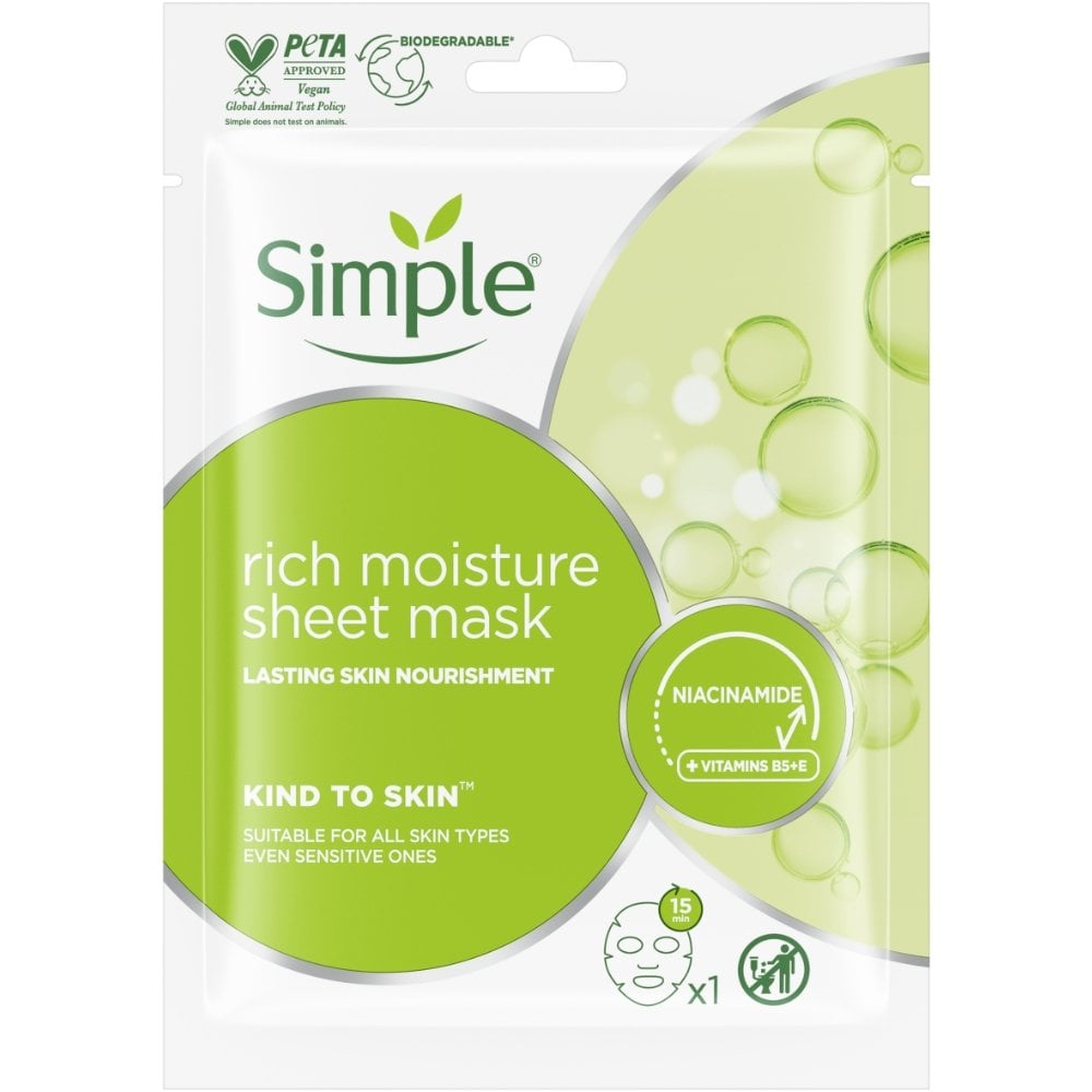 Simple Kind To Skin Rich Moisture Sheet Mask 21ml – Justmylook