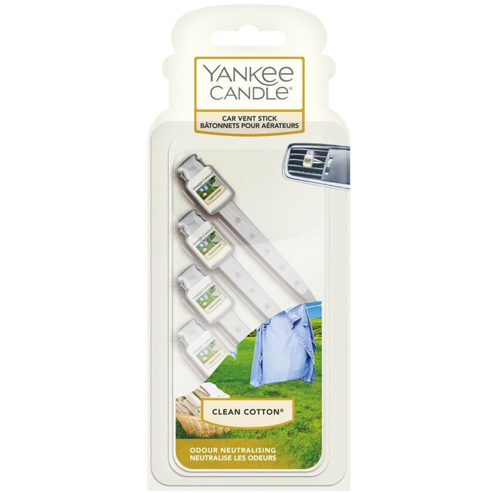 Yankee Candle Clean Cotton Car Vent Stick Air Freshener Pack of 4 ...